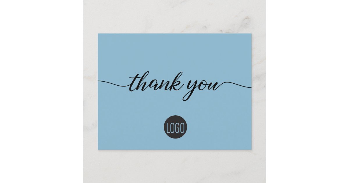 Simple blue Customer Appreciation with logo Postcard | Zazzle