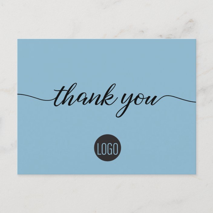 Simple blue Customer Appreciation with logo Postcard | Zazzle.com