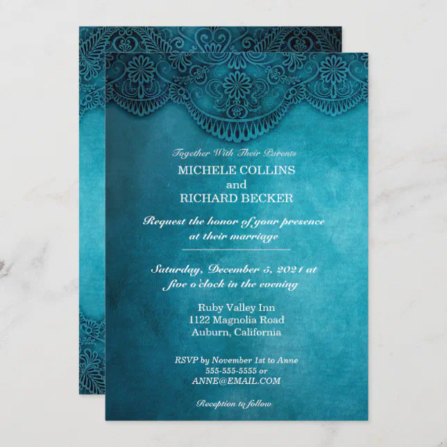 Simple Blue Elegance Wedding Invitation | Zazzle