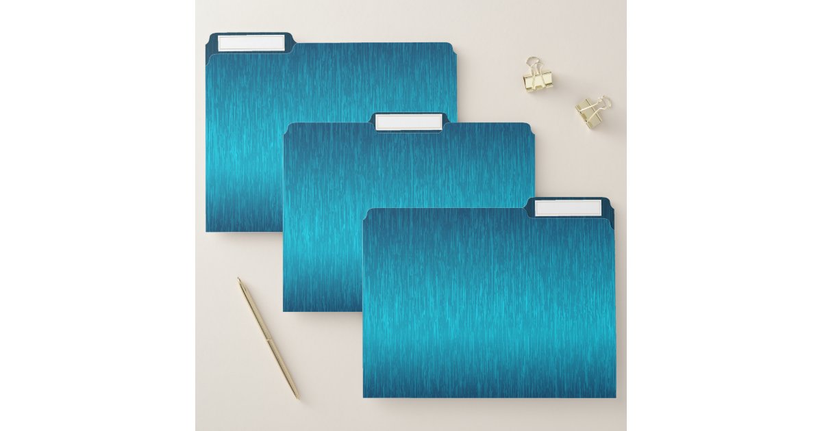 Simple blue faux metallic texture file folder | Zazzle