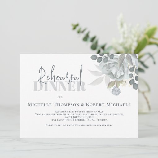 Simple Blue Floral Rehearsal Dinner QR Code Map Invitation | Zazzle