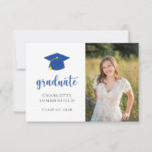 Simple Blue Gold Graduation Cap Tassel Invitation | Zazzle