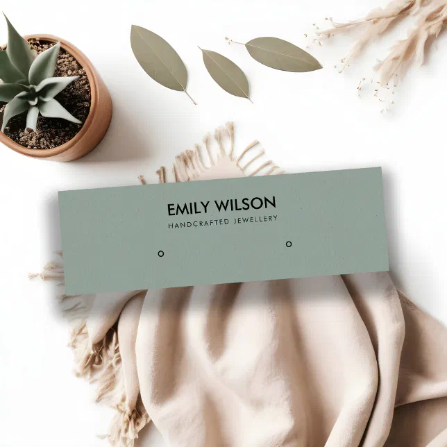 SIMPLE BLUE GREY KRAFT STUD EARRING DISPLAY LOGO MINI BUSINESS CARD ...