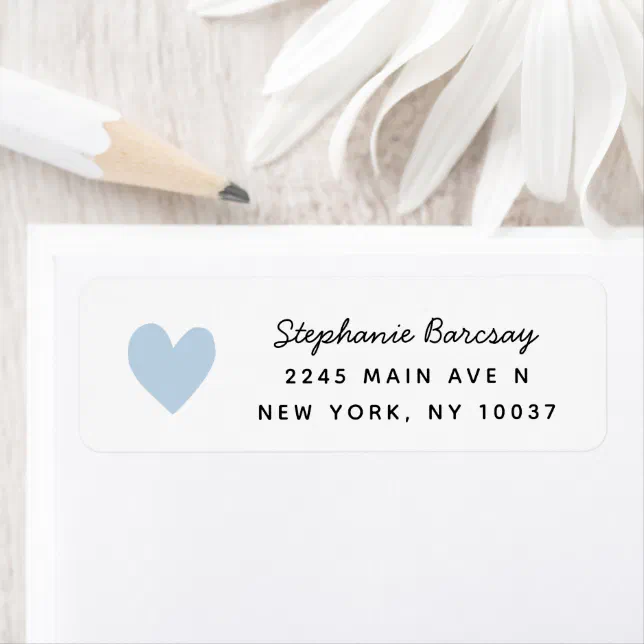 Simple Blue Heart Return Address Label | Zazzle