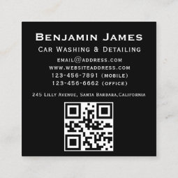Simple Blue Luxury Car Company QR Code Square Business Card | Zazzle