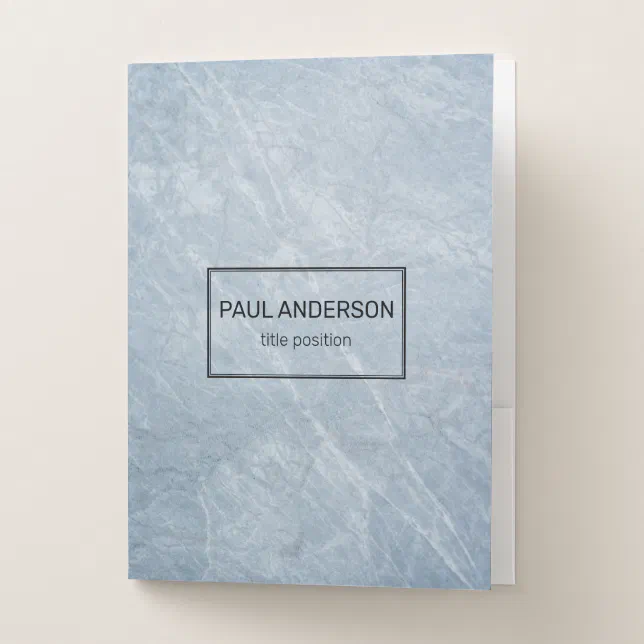 Simple Blue Marble Stone Pocket Folder | Zazzle
