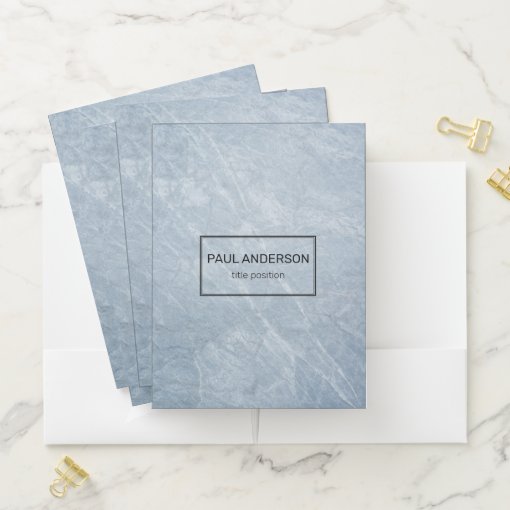 Simple Blue Marble Stone Pocket Folder | Zazzle