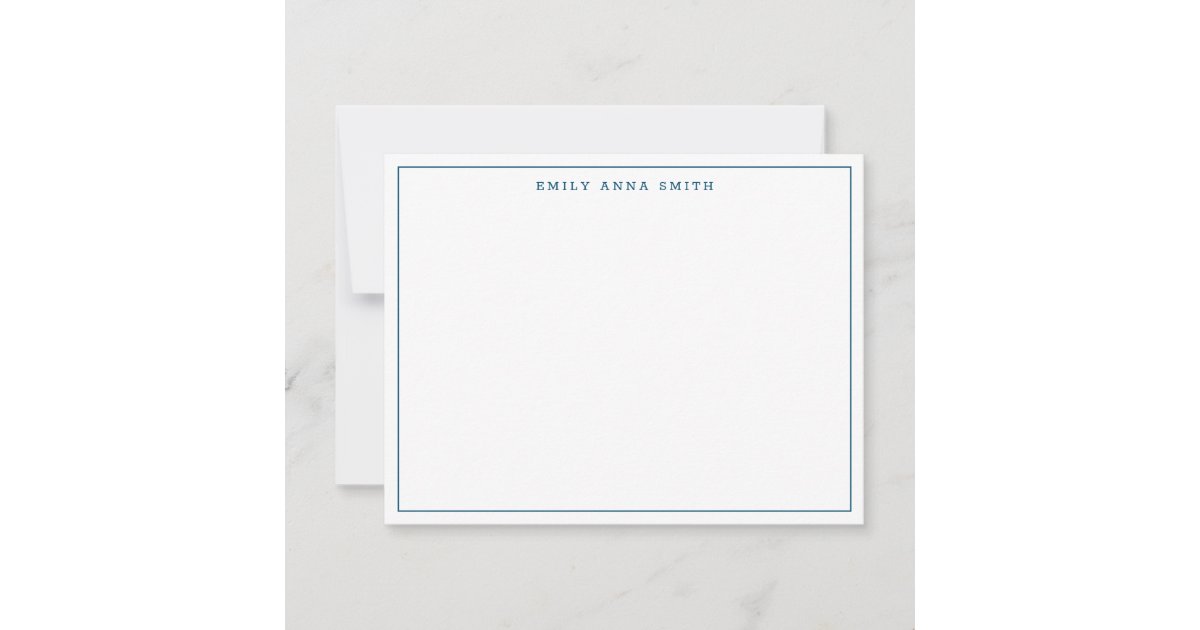 Simple Blue Modern Professional Border Note Card | Zazzle