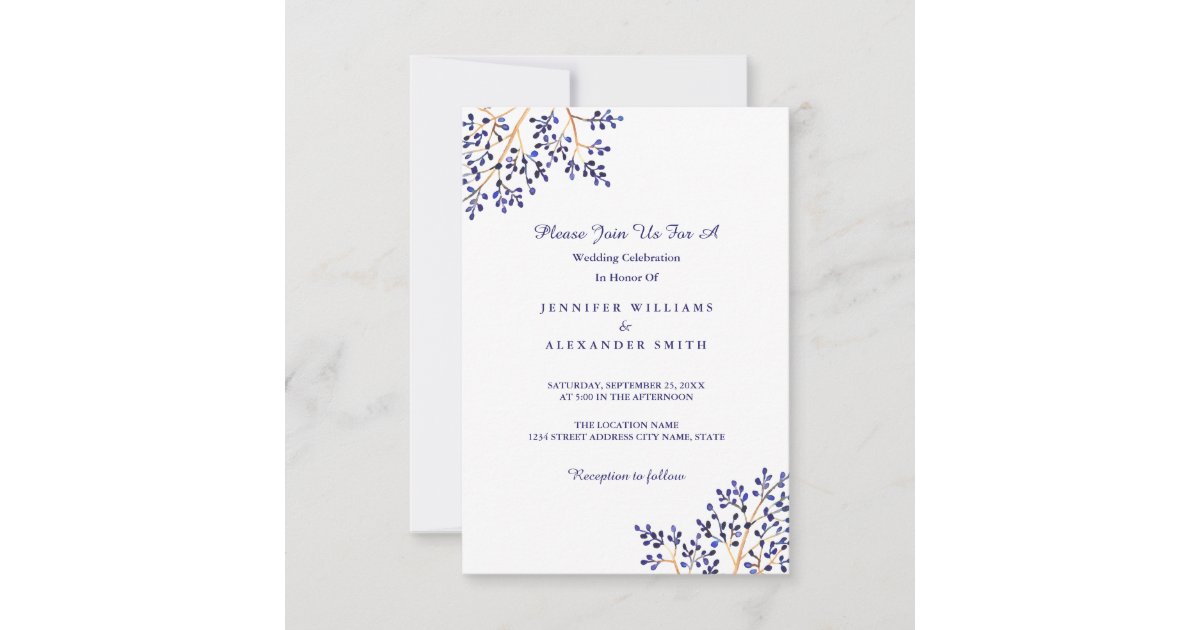 Simple Blue Nature Wedding Invitations | Zazzle