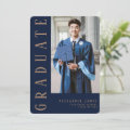 Simple Blue One Photo Graduation Invitation | Zazzle