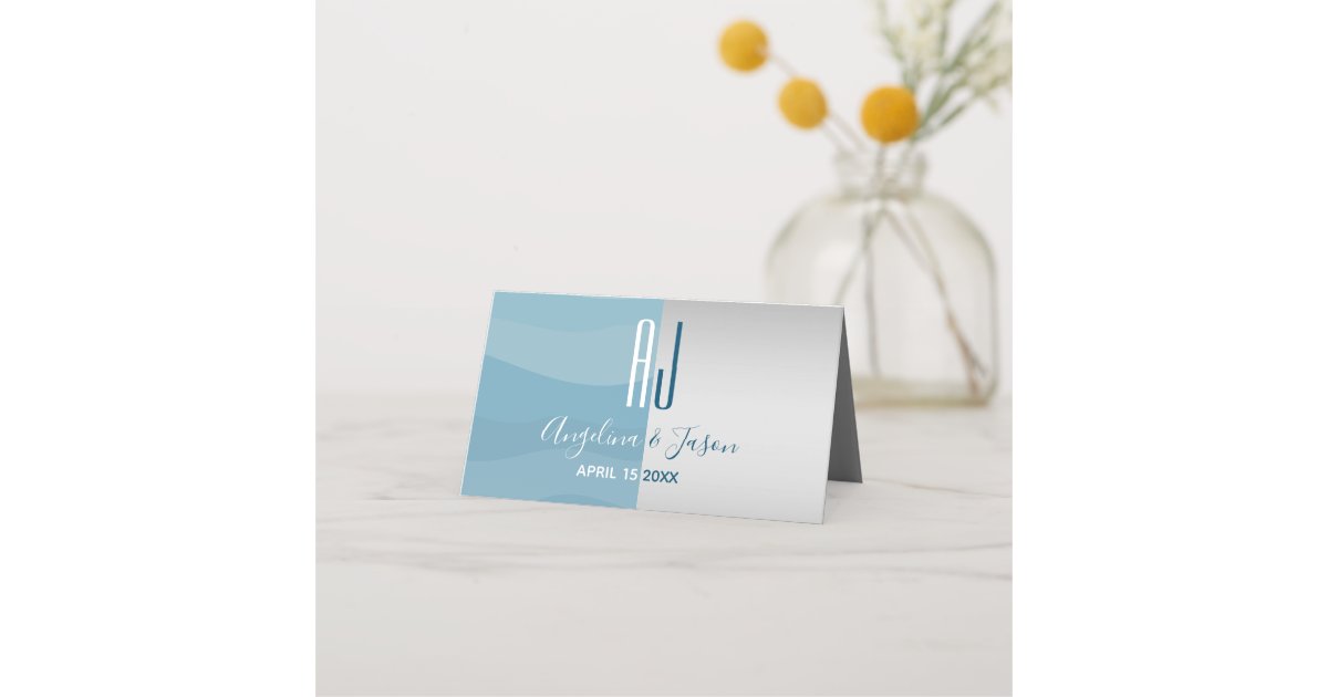 Simple Blue Place Card | Zazzle