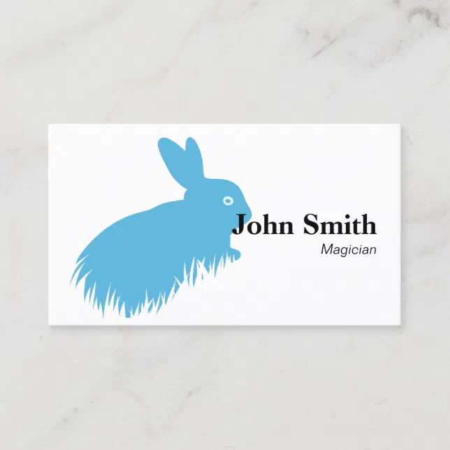 Simple Blue Rabbit Magician Business Card | Zazzle