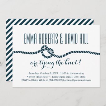 Simple Blue Rope Knot Wedding Invitations | Zazzle