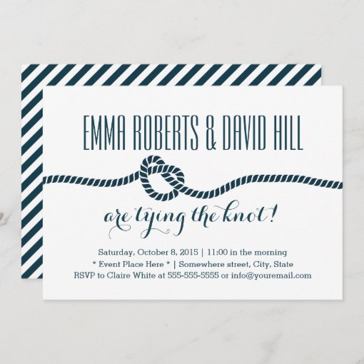 Simple Blue Rope Knot Wedding Invitations | Zazzle