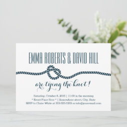 Simple Blue Rope Knot Wedding Invitations | Zazzle
