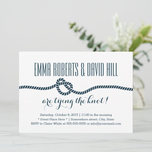 Simple Blue Rope Knot Wedding Invitations | Zazzle