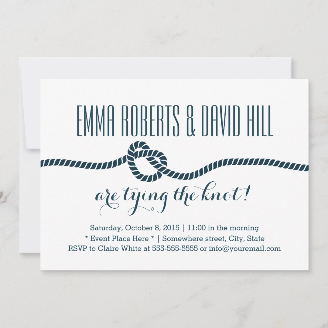 Simple Blue Rope Knot Wedding Invitations | Zazzle