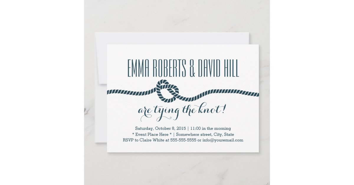 Simple Blue Rope Knot Wedding Invitations | Zazzle