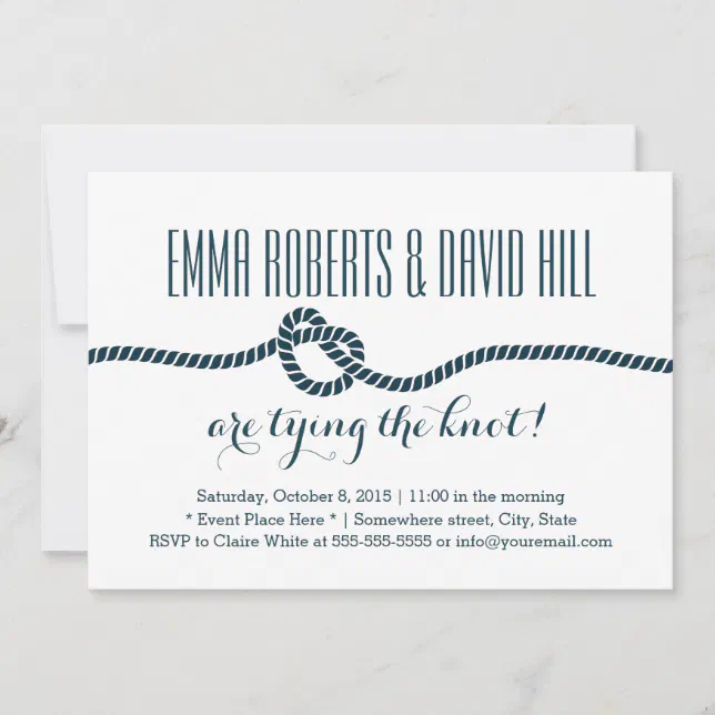 Simple Blue Rope Knot Wedding Invitations | Zazzle