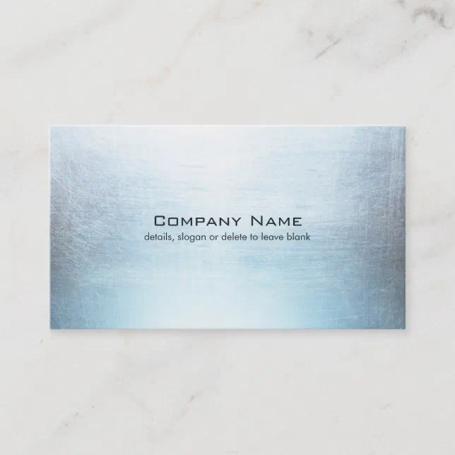 Simple Blue Silver Brushed Metal Look Business Card | Zazzle