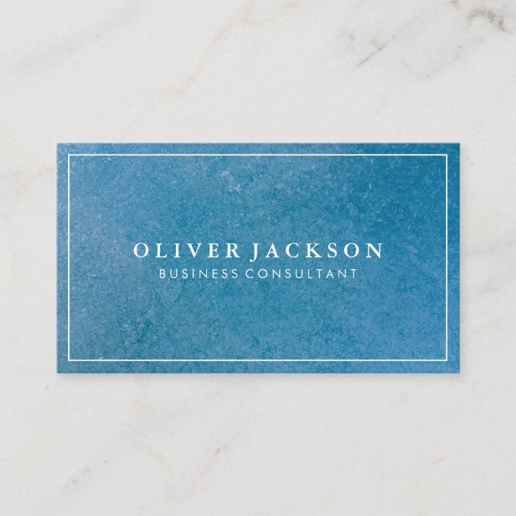 Simple Blue Texture with White Border Minimalist Business Card | Zazzle