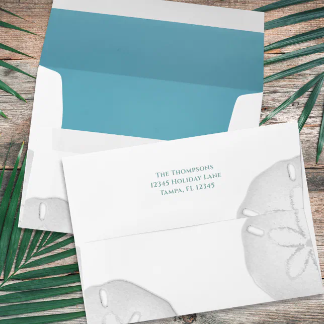 Simple Blue Turquoise Beach Sand Dollar Envelope | Zazzle