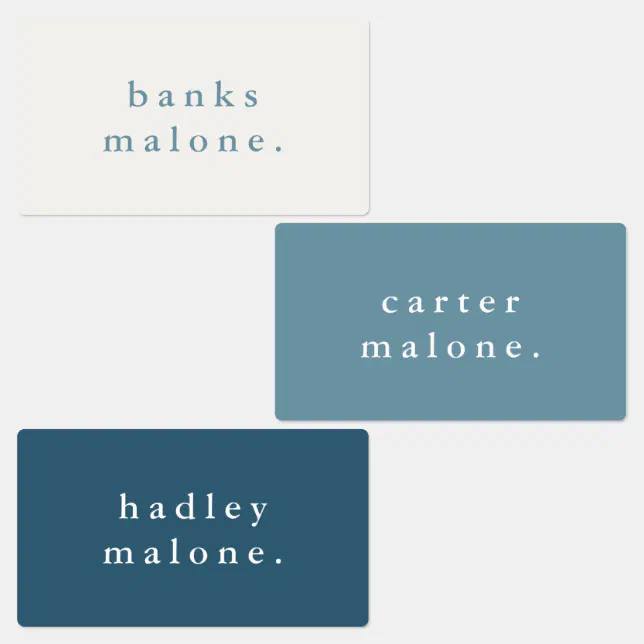 Simple Blue Waterproof Name Labels | Zazzle