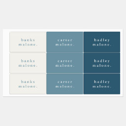 Simple Blue Waterproof Name Labels | Zazzle