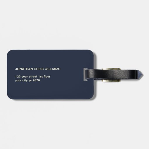 Simple Blue White Frame Bold Monogram Luggage Tag | Zazzle