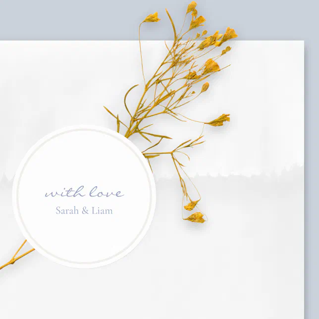 Simple Blue With Love Wedding Sticker | Zazzle