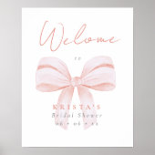 Simple Blush Coquette Bow Bridal Shower Welcome Poster | Zazzle