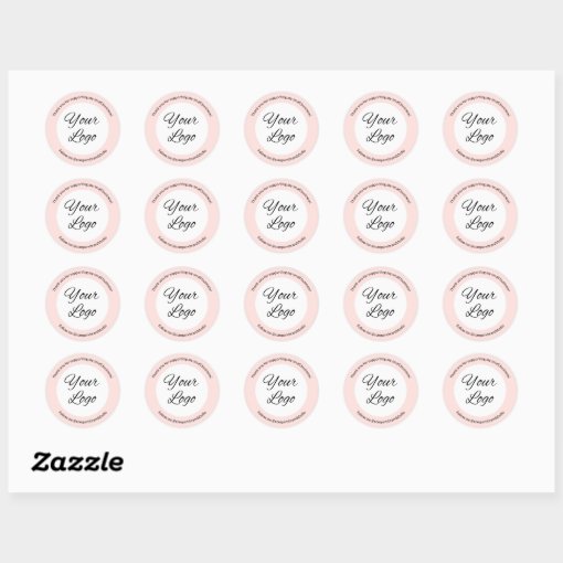 Simple Blush Pink Custom Add Business Logo Classic Round Sticker | Zazzle