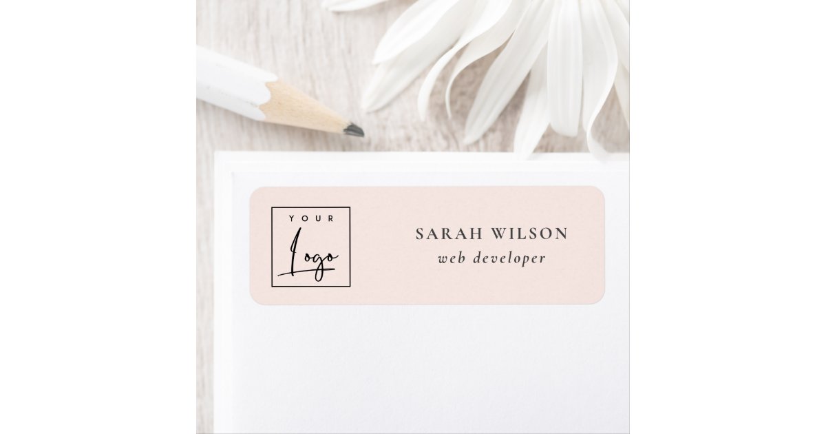 Simple Blush Pink Custom Promotional Business Logo Label | Zazzle