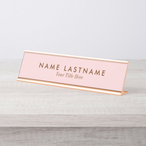 Simple Blush Pink Pastel Light Name Title Desk Name Plate | Zazzle