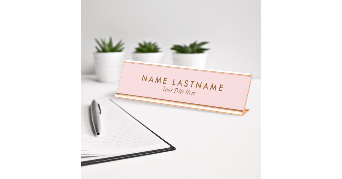 Simple Blush Pink Pastel Light Name Title Desk Name Plate | Zazzle