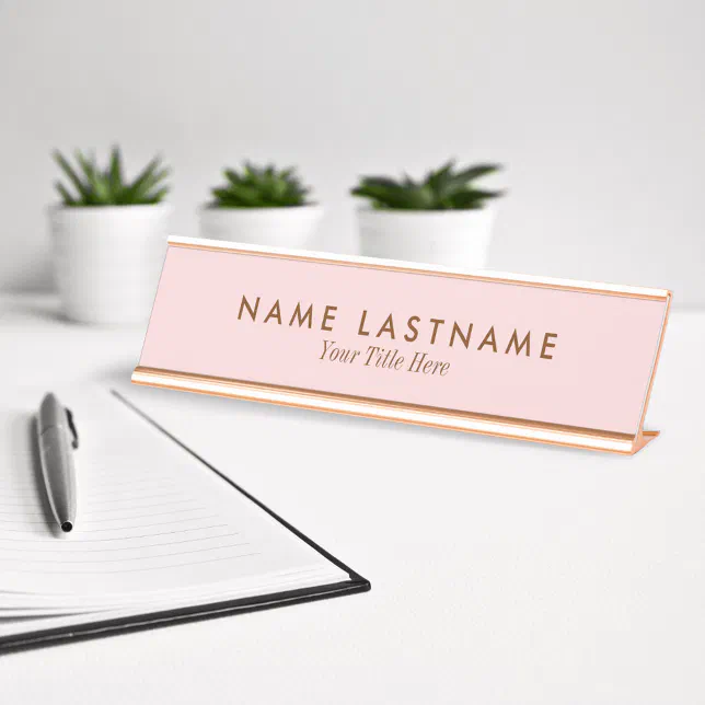 Simple Blush Pink Pastel Light Name Title Desk Name Plate | Zazzle