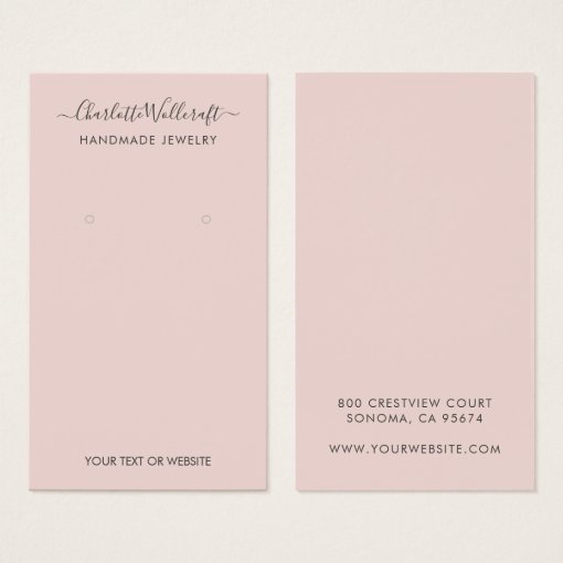 Simple Blush Pink Script Earring Display Card | Zazzle