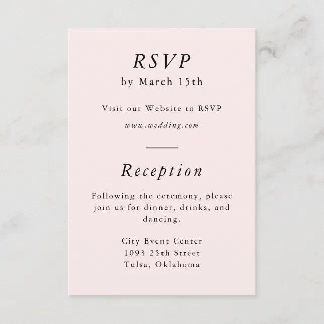 Simple Blush Pink Spring RSVP Card | Zazzle