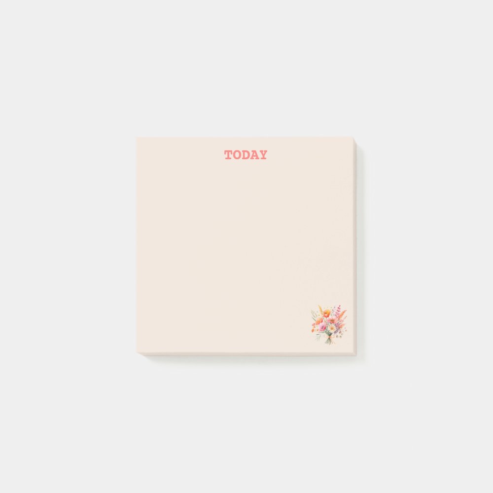 Simple Blush Pink Watercolor Flower Bouquet Custom Post-it Notes ...