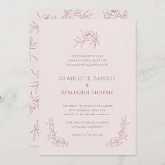 Simple Blush Pink Wedding Invitation | Zazzle