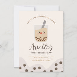 Simple Boba Bubble Milk Tea Birthday Invitation | Zazzle