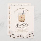 Simple Boba Bubble Milk Tea Birthday Invitation | Zazzle