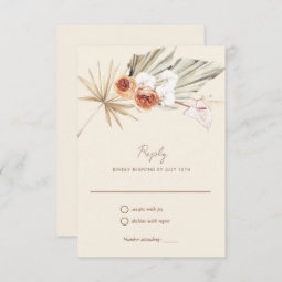 Simple Bohemian Pampas Grass Boho Wedding RSVP Card | Zazzle