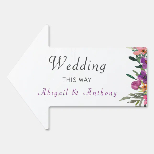 Simple Boho Floral Directional Wedding Sign | Zazzle