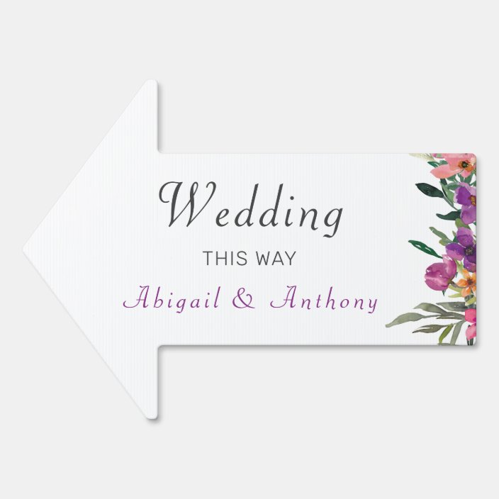Simple Boho Floral Directional Wedding Sign | Zazzle.com