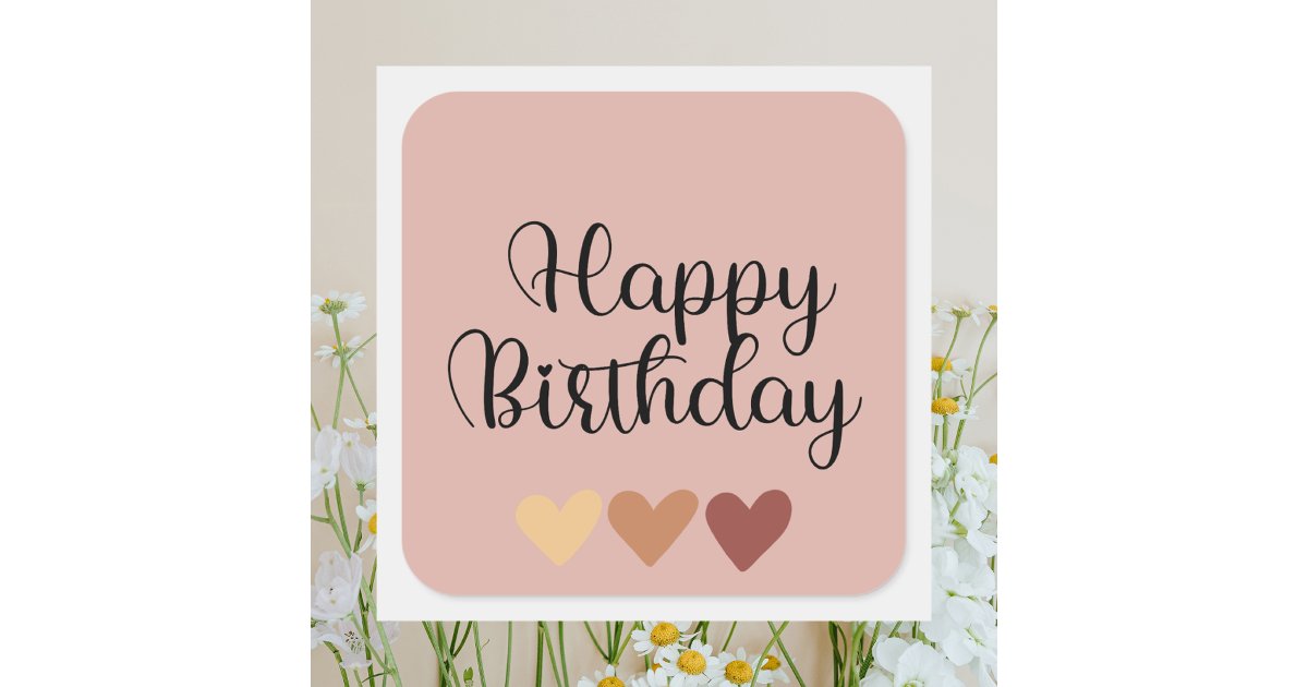 Simple Boho Happy Birthday Square Sticker | Zazzle