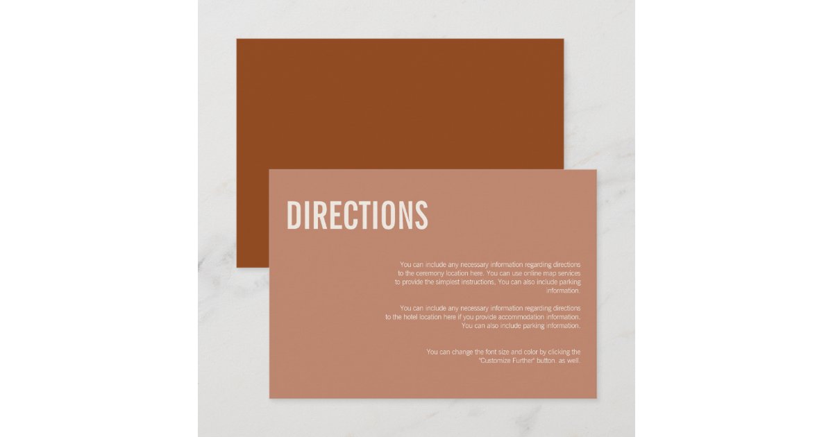 Simple Boho Typography Wedding Directions Card | Zazzle