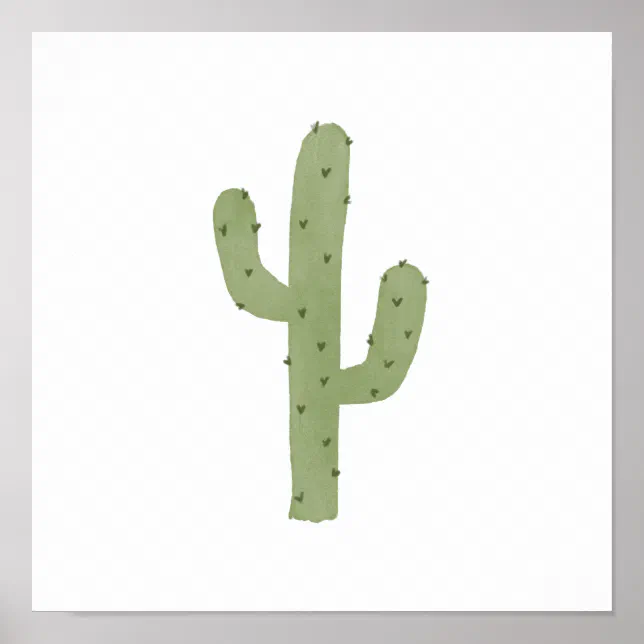 Simple Boho Watercolor Green Cactus Poster | Zazzle