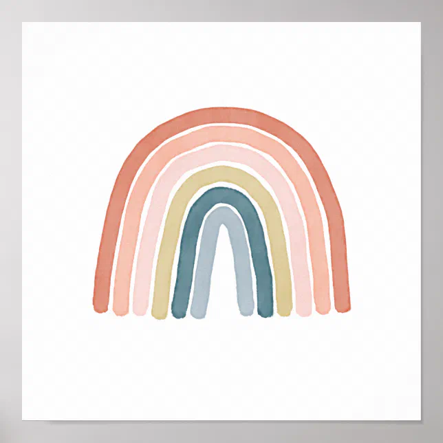Simple Boho Watercolor Rainbow Coral Poster | Zazzle
