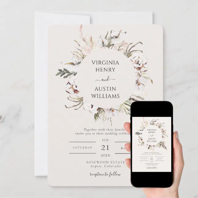 Simple Boho Wedding Invitation | Zazzle